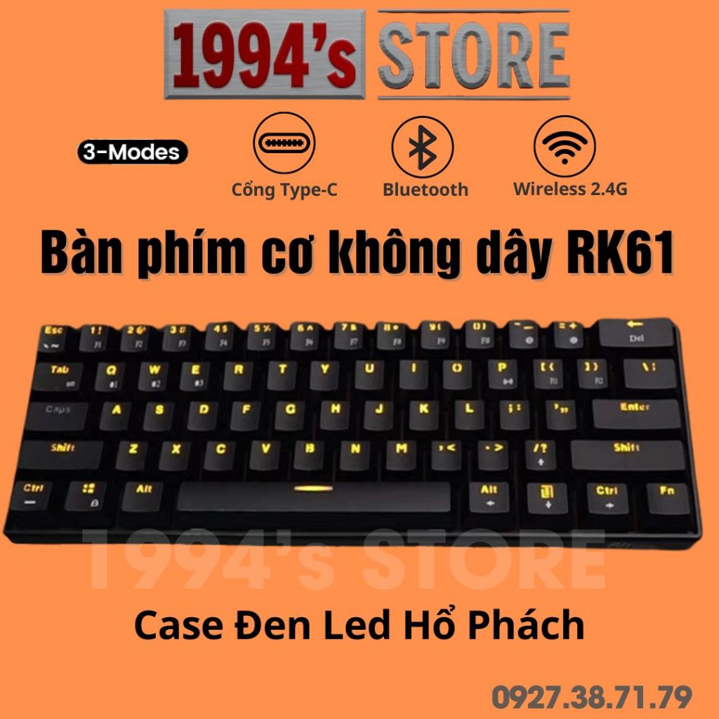 RK61 HOTSWAP - Bàn Phím Cơ Không Dây RK61 Version 4 - LED RGB Custom - Bluetooth 5.1 - Cáp Type ...