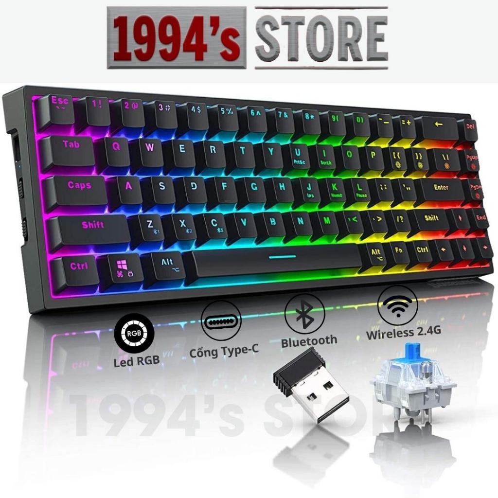 RK61 HOTSWAP - Bàn Phím Cơ Không Dây RK61 Version 4 - LED RGB Custom - Bluetooth 5.1 - Cáp Type ...