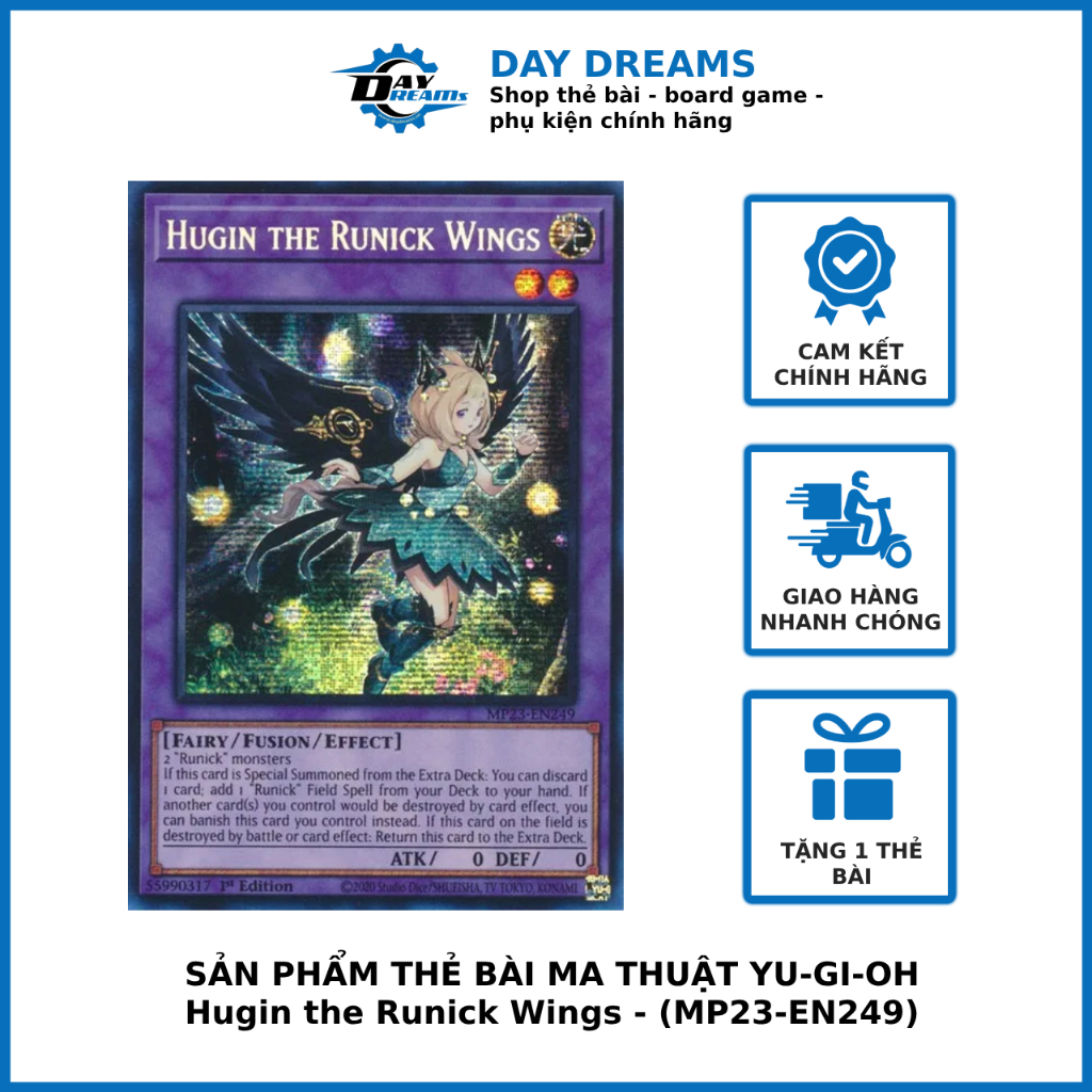 Thẻ bài Yugioh: Hugin the Runick Wings - MP23-EN249 - Prismatic Secret Rare 1st Edition | Shopee ...
