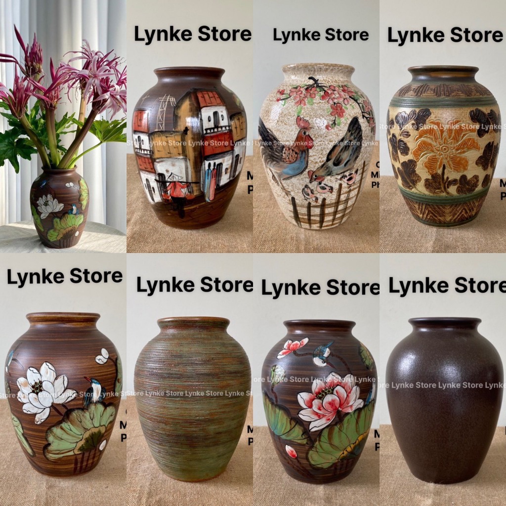 Bình Hoa Lọ Hoa Gốm Dáng Chum Men Thuần Mộc Gốm Sứ Bát Tràng - Lynke ...