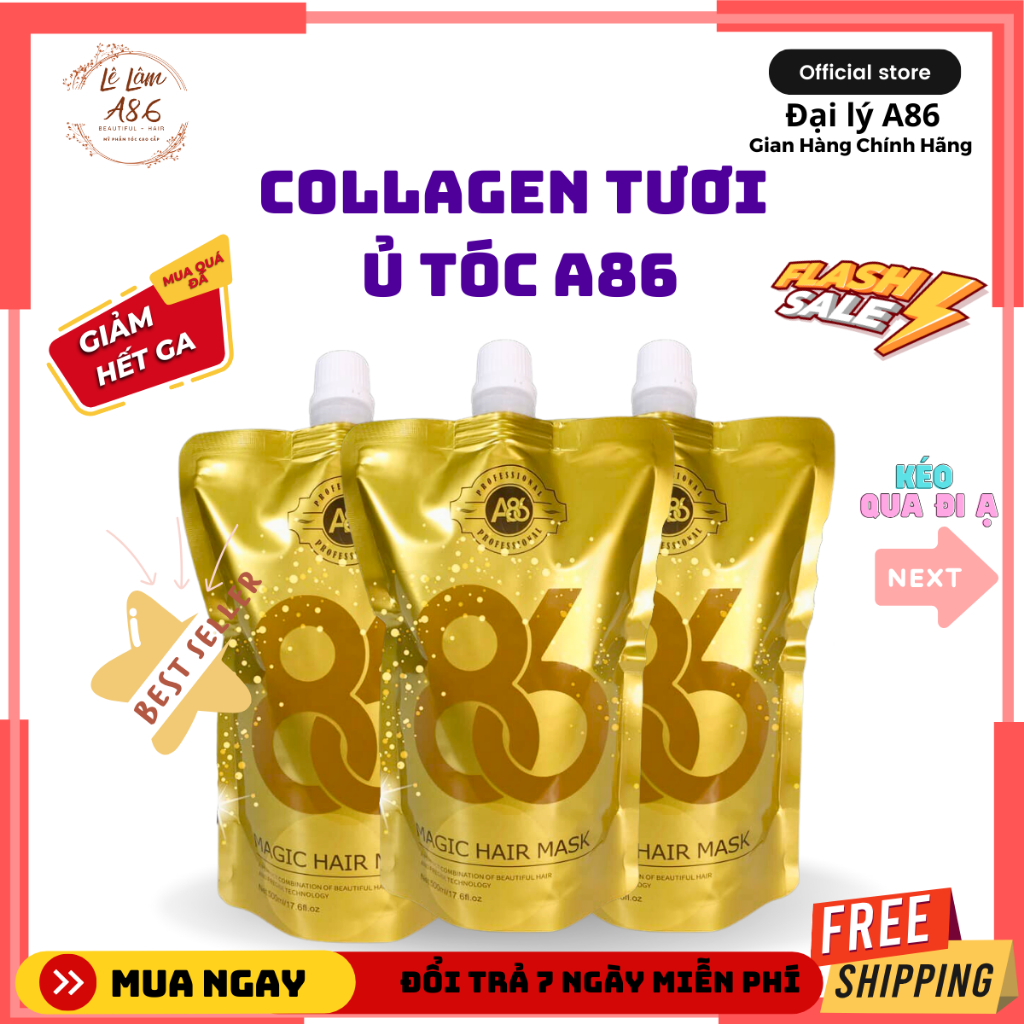 COLLAGEN + KERATIN TƯƠI A86 - Ủ, HẤP PHỤC HỒI SIÊU BÓNG MƯỢT - CÓ THỂ ...