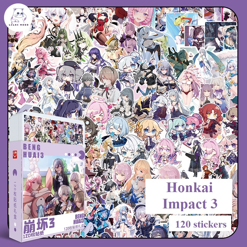 Honkai Impact 3 | Hộp nhựa 120 miếng hình dán Sticker (không trùng nhau ...