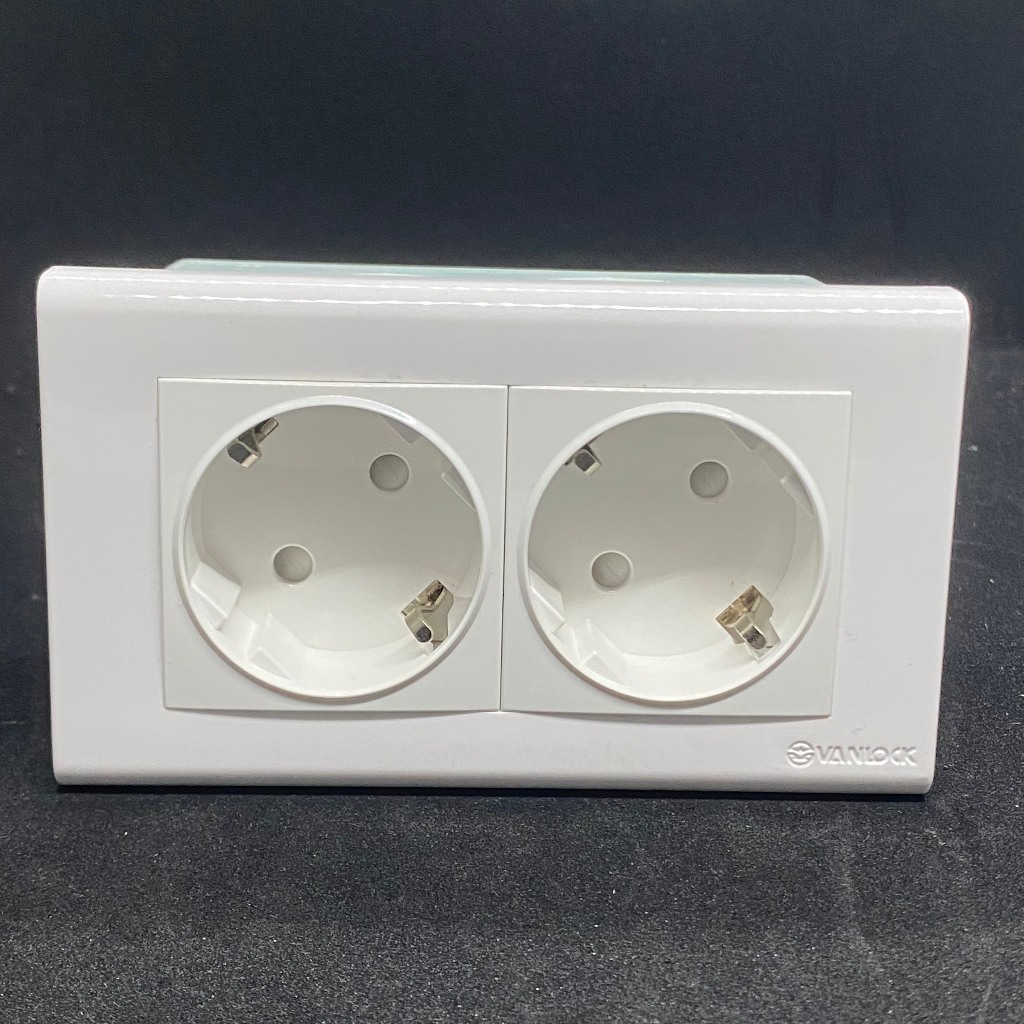 Ổ Cắm Schuko Đôi Liền Đế 16A Sino S18/162+FC2-63 Dòng S18 (KT ...