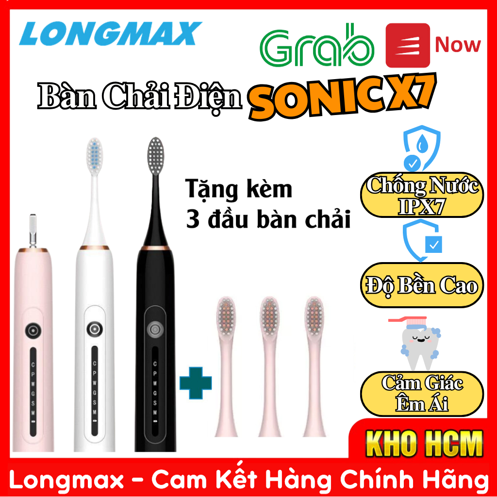 Bàn Chải Điện Sonic X7 - Tặng Kèm 3 Đầu Bàn Chải, Độ Bền Cao, Chống ...