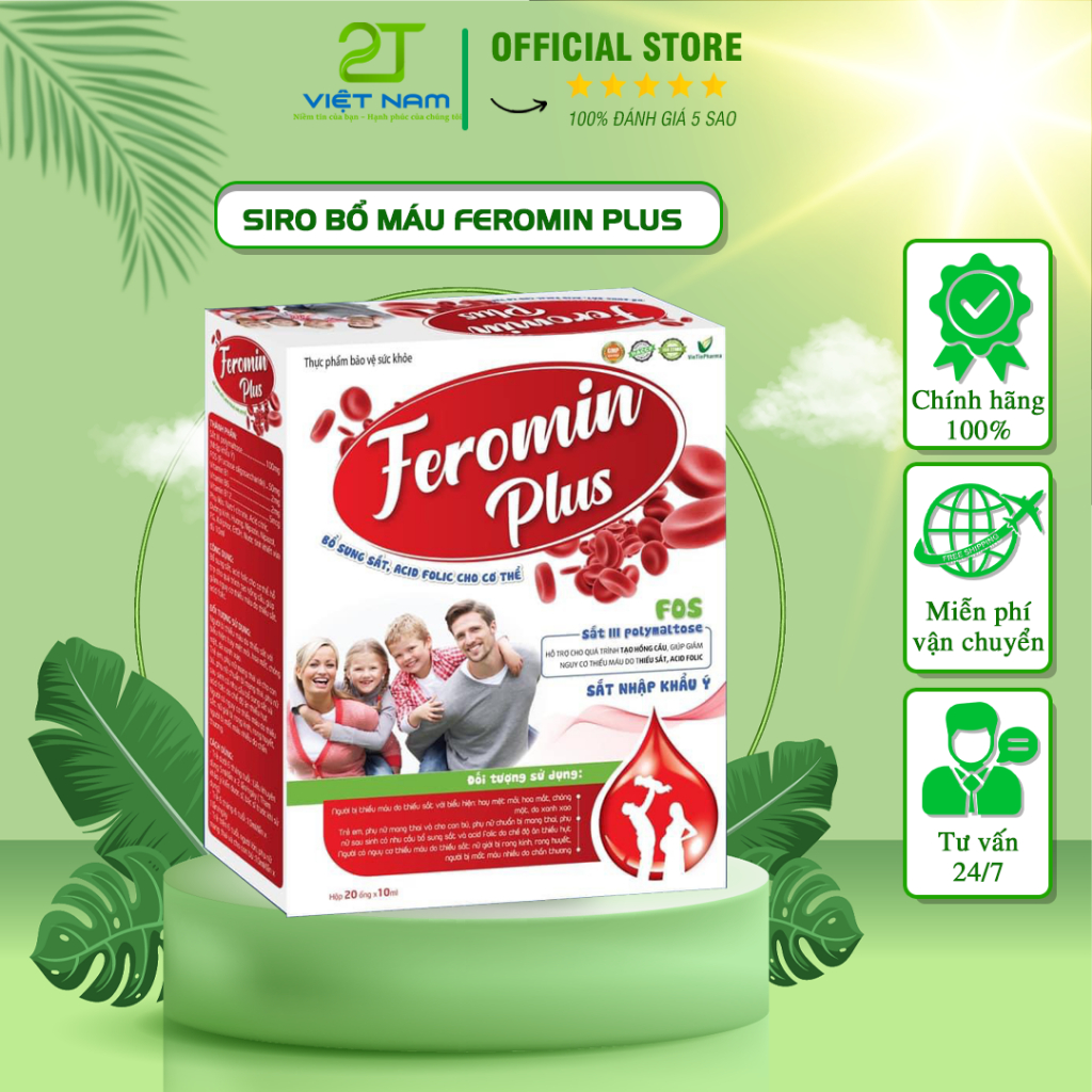 Siro bổ máu FEROMIN PLUS cung cấp sắt giảm tình trạng thiếu máu cho bé ...