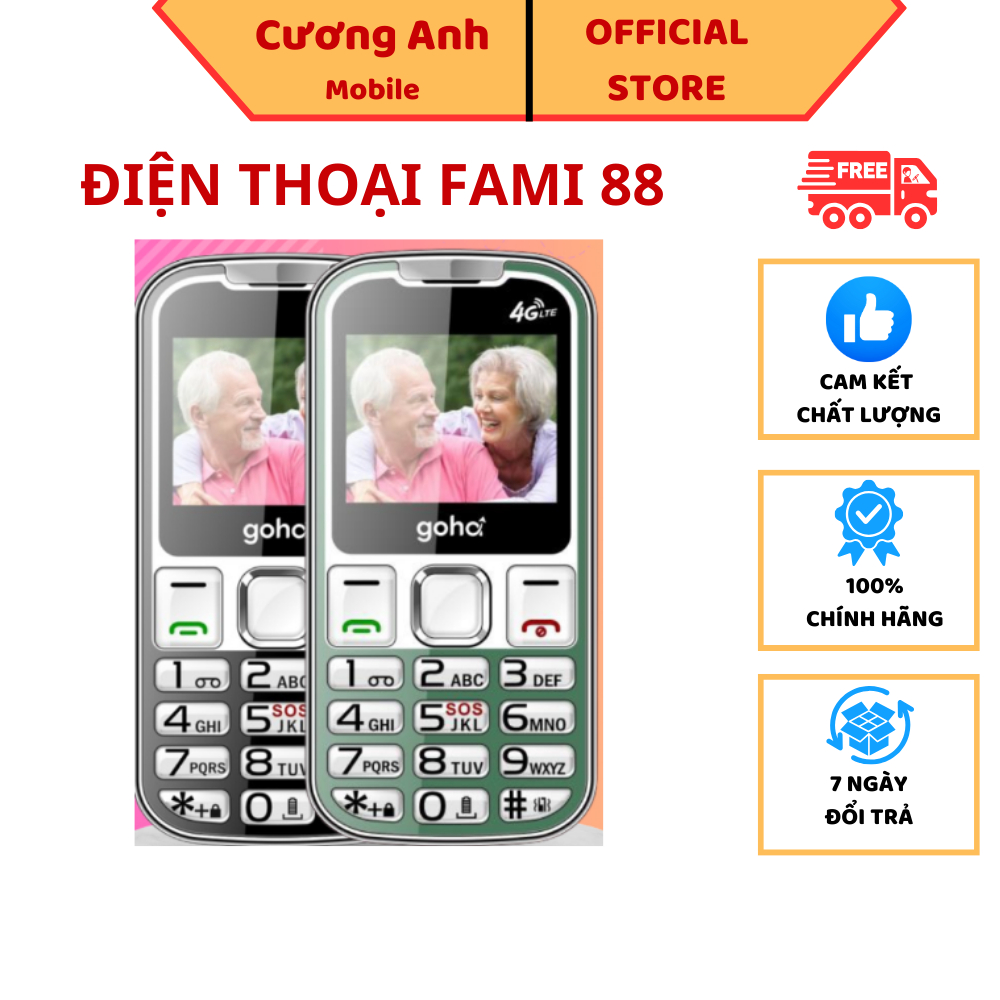 Điện thoại Người Già FAMI 88 (2022) pin khỏe, phím siêu to,loa to - BH 12T | Shopee Việt Nam