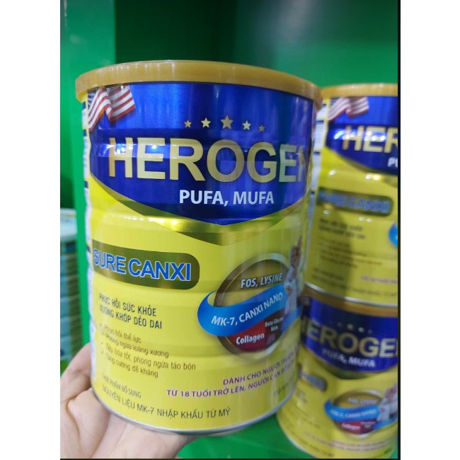 Sữa bột Herogen Sure canxi 900g (Dành cho người trưởng thành, người cần ...