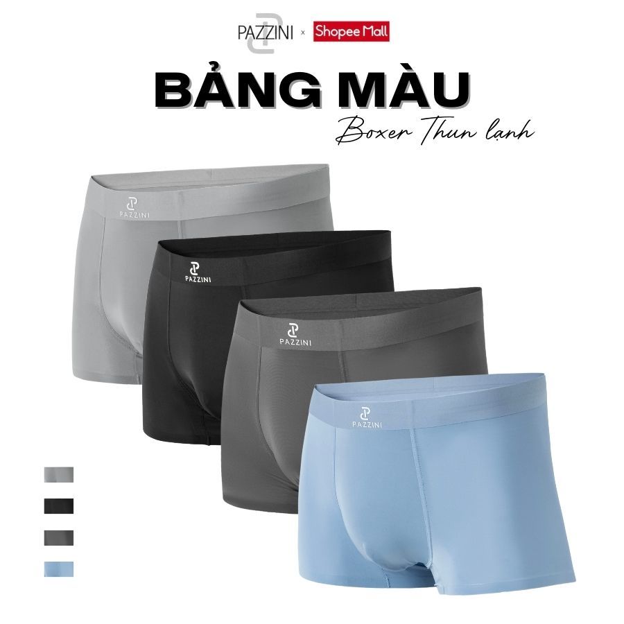 Combo 5 quần lót nam boxer PAZZINI thun lạnh cao cấp, quần sịp nam co ...