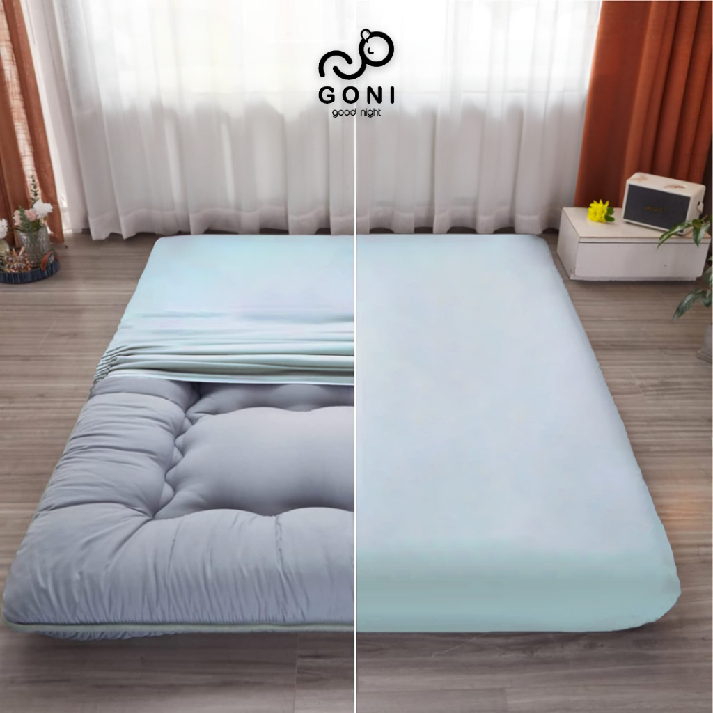 Áo bọc nệm 2 mặt Goni cotton tici, vỏ bọc nệm topper đủ màu, kích thước ...