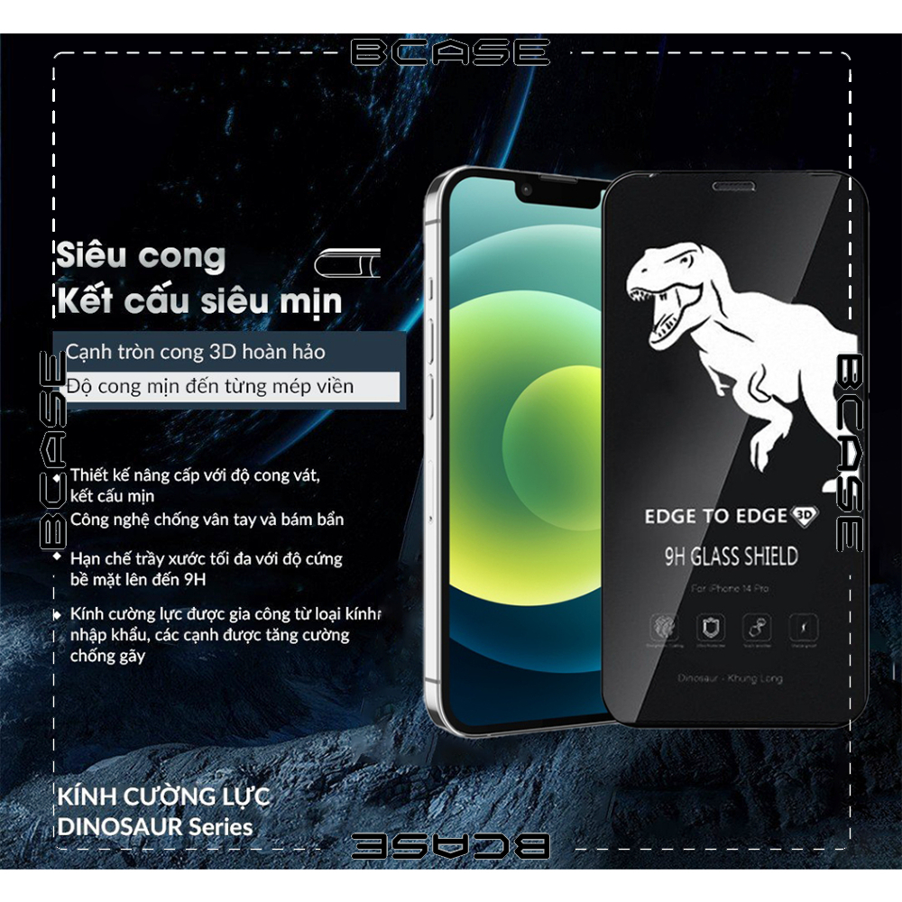 Kính cường lực iphone CAO CẤP Bagi Dinosaur 9H dành cho Iphone 14 15 ...