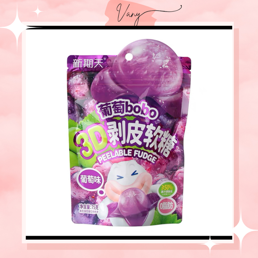 Kẹo Dẻo Trái Cây Bóc Vỏ 3D BOBO 4 Vị Đào Vải Táo Nho 75gr | Shopee Việt Nam