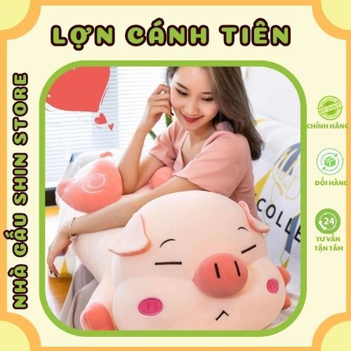 Gấu Bông Heo Cánh Tiên Trái Tim Lim Dim Size To 1m2, 1m4 - Heo Hồng Quà ...