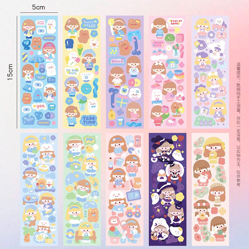 sticker đế nhựa cute lấp lánh có ánh nhũ, hình dán trang trí sổ tay ...