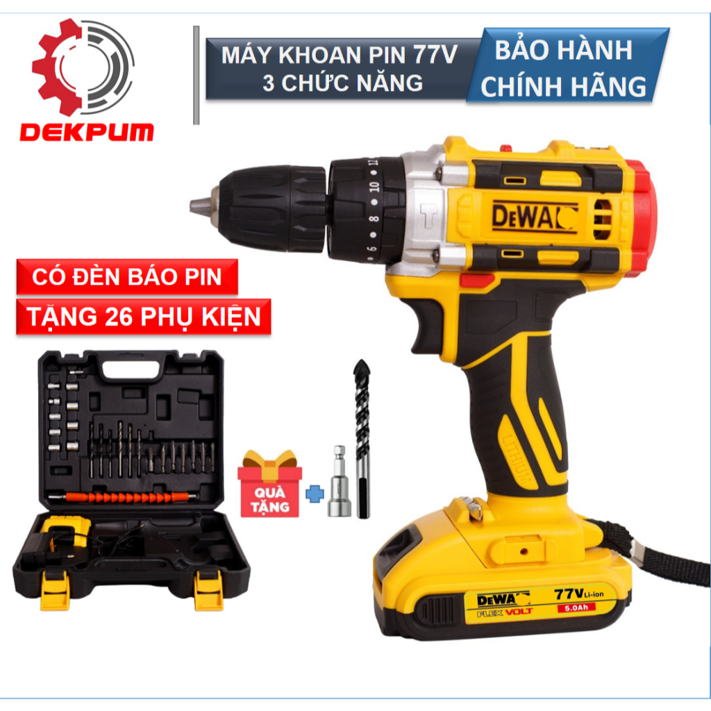 Máy Khoan Pin | Máy Khoan Pin 3 Chức Năng 77V | Lõi đồng 100% | Khoan Tường | Bắn Vít | Khoan ...