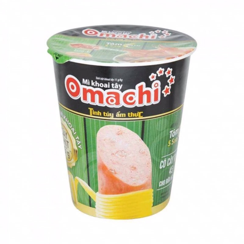 Mì Khoai Tây Omachi Ly Có Cây Thịt Thật Xúc Xích Mì Omachi 3 Hương Vị Sườn Hầm Ngũ Quả Sốt Bò 