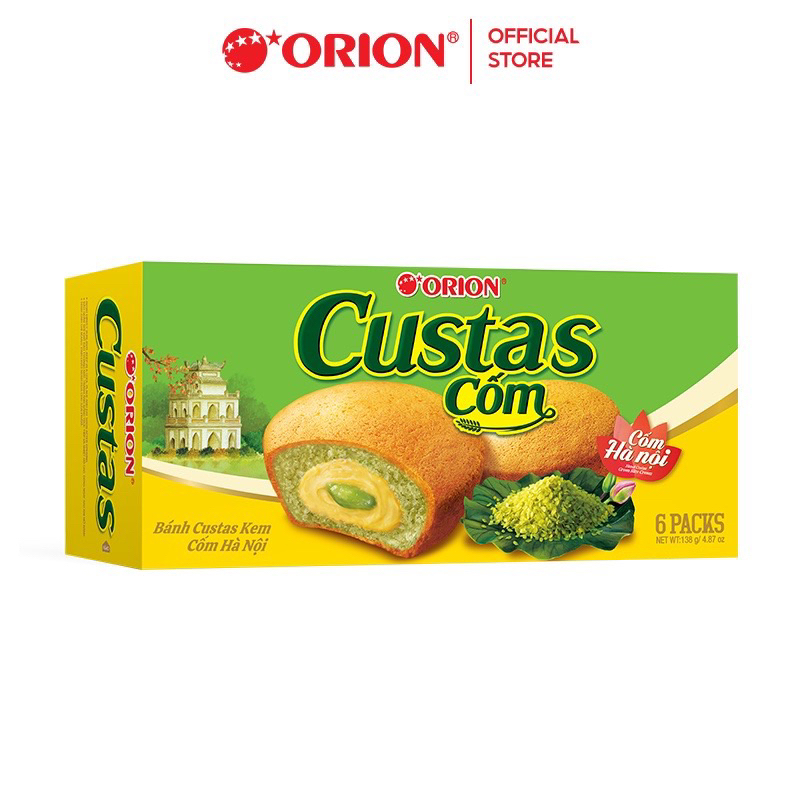 Bánh Orion Custas vị cốm 6P hộp 138g | Shopee Việt Nam