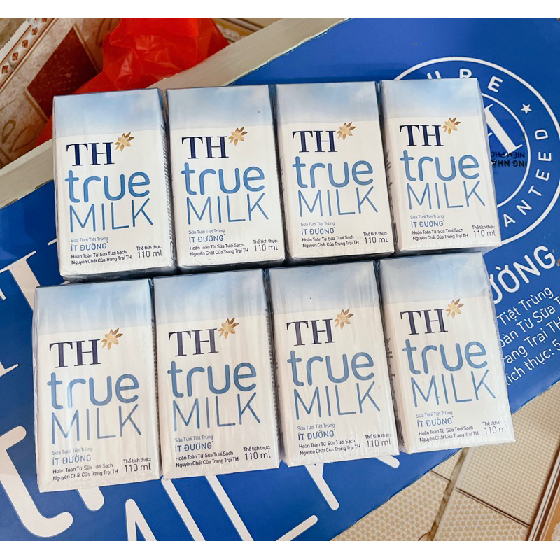 (Lốc 4 hộp) Sữa tươi TH True Milk có đường/ít đường 110/180ml cho bé | Shopee Việt Nam