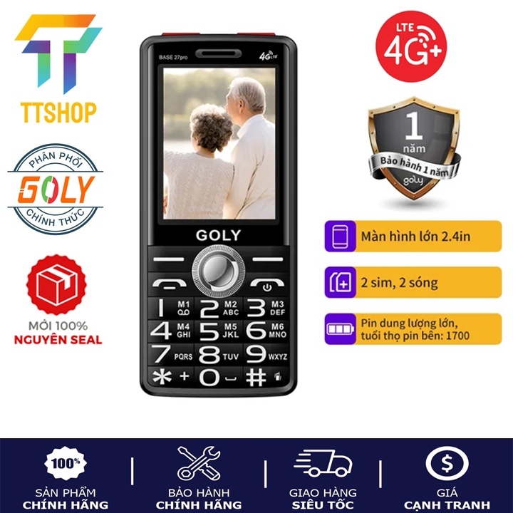 Điện thoại Goly Base 27 Pro 4G ,màn hình lớn 2.4" ,phông chữ to - Hàng ...