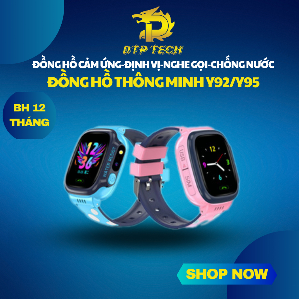 (Hỏa Tốc) Đồng hồ thông minh trẻ em Y92 lắp sim nghe gọi hai chiều định vị chống nước có Tiếng ...