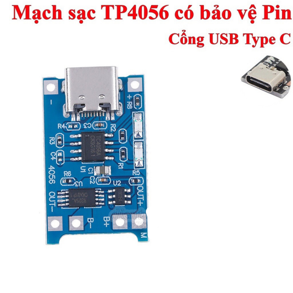 Mạch Sạc Pin TP4056 Cổng TYPE-C USB Có bảo vệ | Shopee Việt Nam