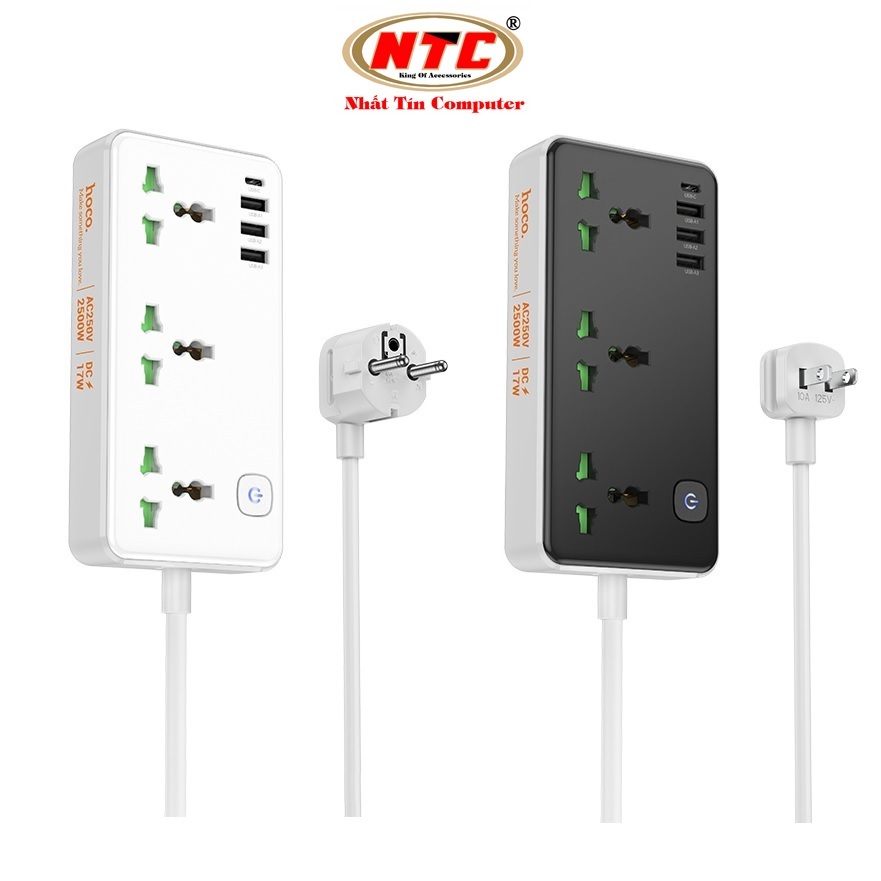 Ổ cắm điện thông minh Hoco AC7 / AC7A 1 USB TypeC, 3 USB-A max 3.4A 17W ...