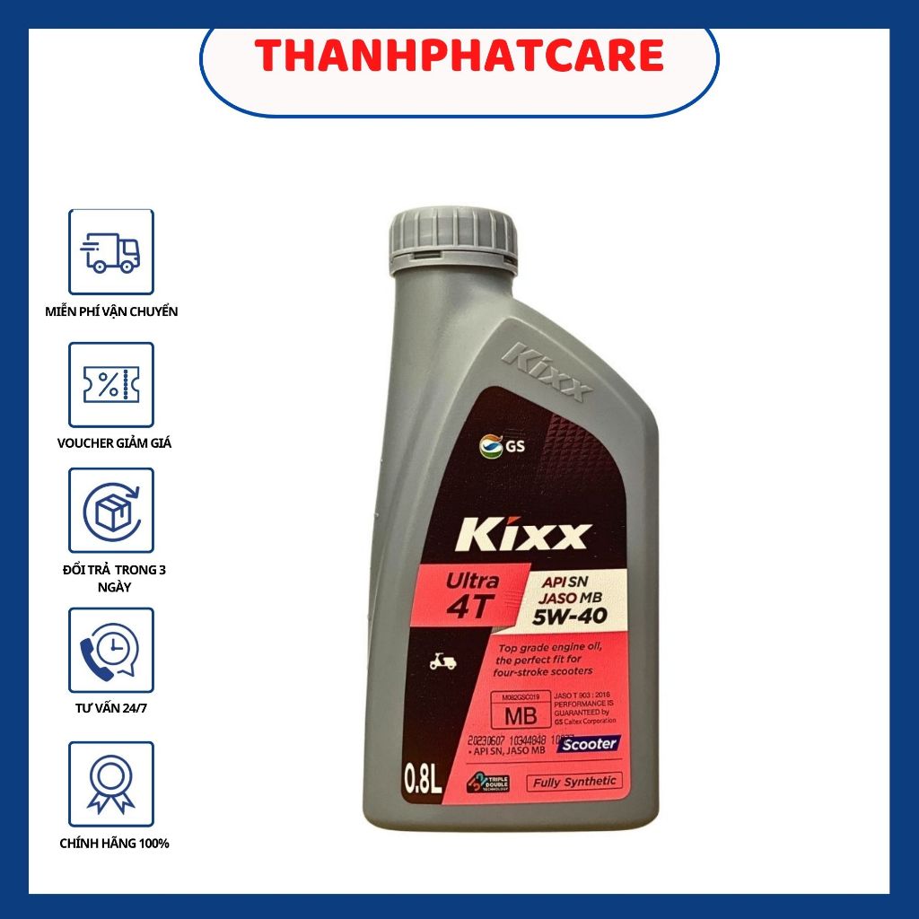 Nhớt chuyên dụng cho xe ga Kixx Ultra 5W40 0.8L nhập khẩu Korea cao cấp ...