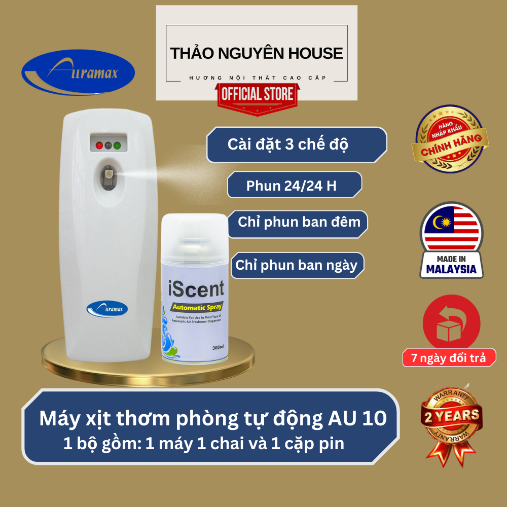 Máy xịt phòng tự động Auramax AU10 + Chai xịt phòng Iscent 300ml ...