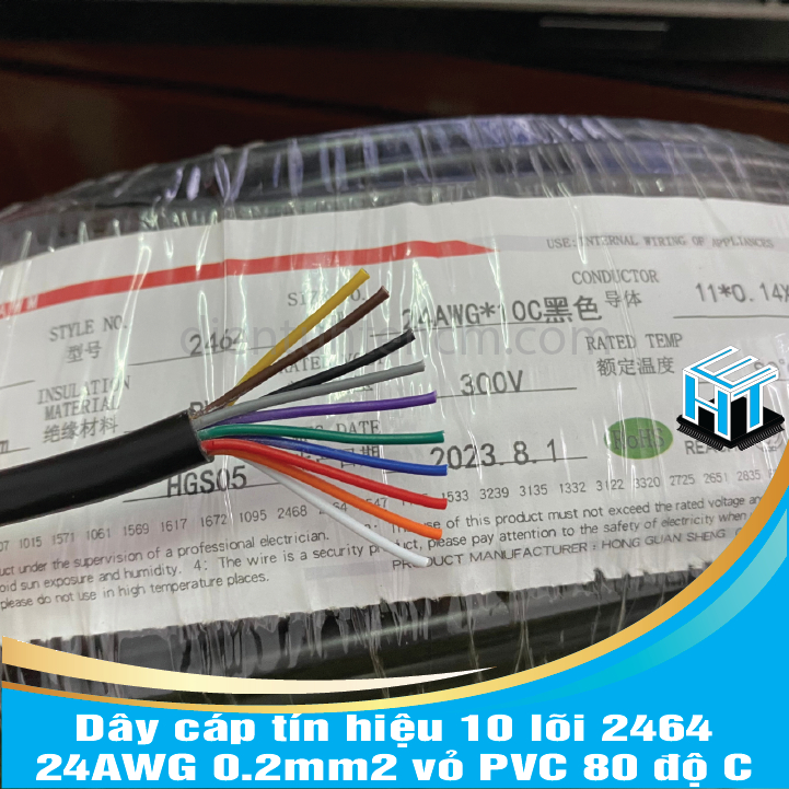 [1 mét]Dây cáp tín hiệu 10 lõi 2464 24AWG 0.2mm2 vỏ PVC 80 độ C ...