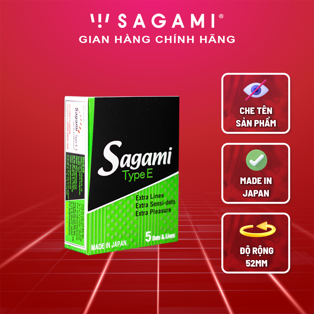 Bao cao su Sagami type E có gân gai hộp 5 chiếc | Shopee Việt Nam