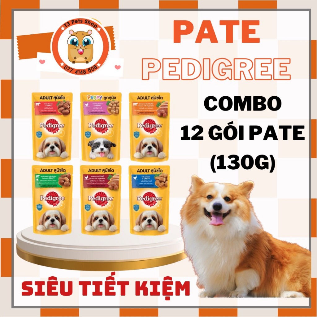 Combo 12 gói Pate Pedigree 130gr cho Chó Con, Chó Trưởng Thành | Shopee ...