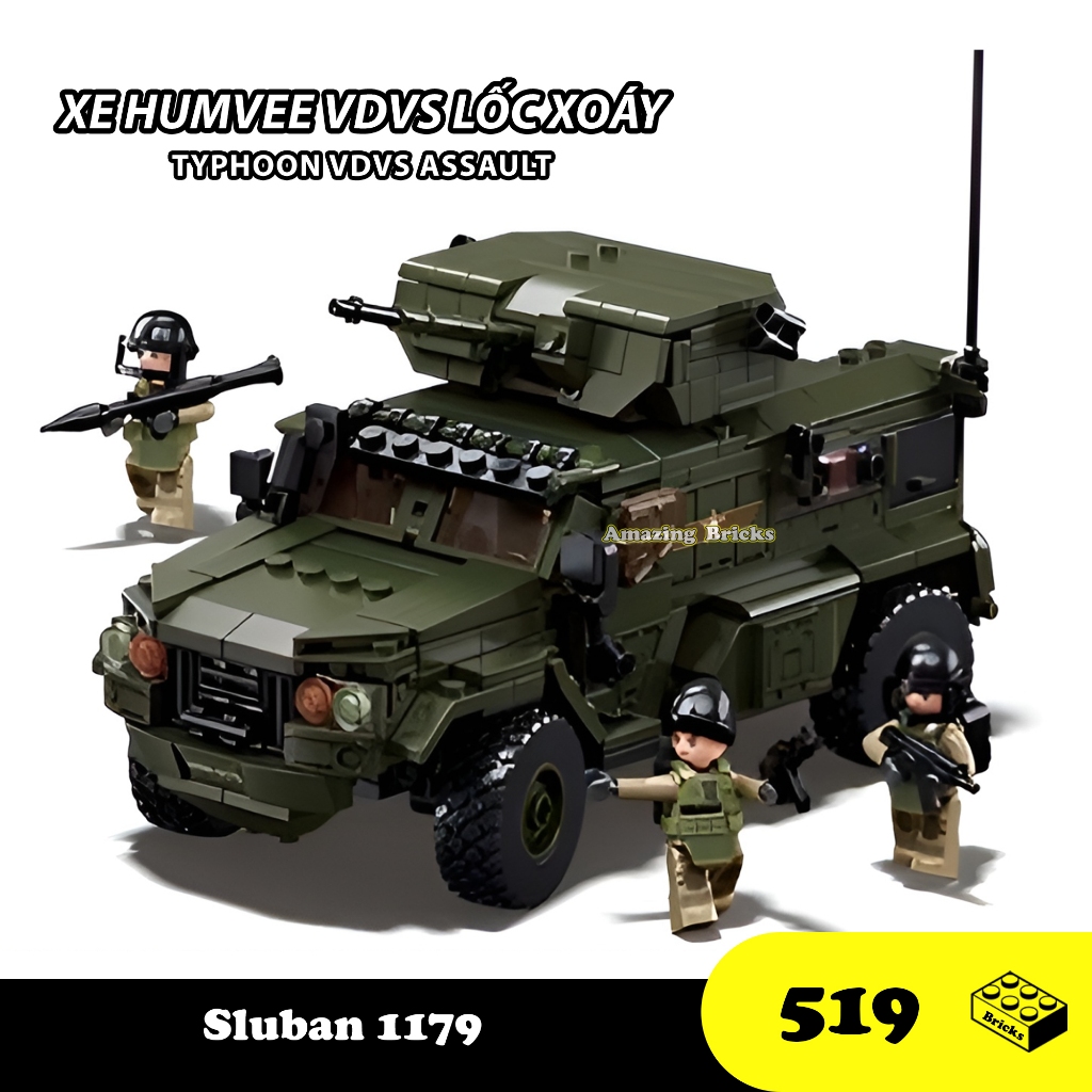 Đồ chơi Lắp ráp DVDS Typhoon Nga, Sluban 1179 Humvee Car, Xếp hình ...