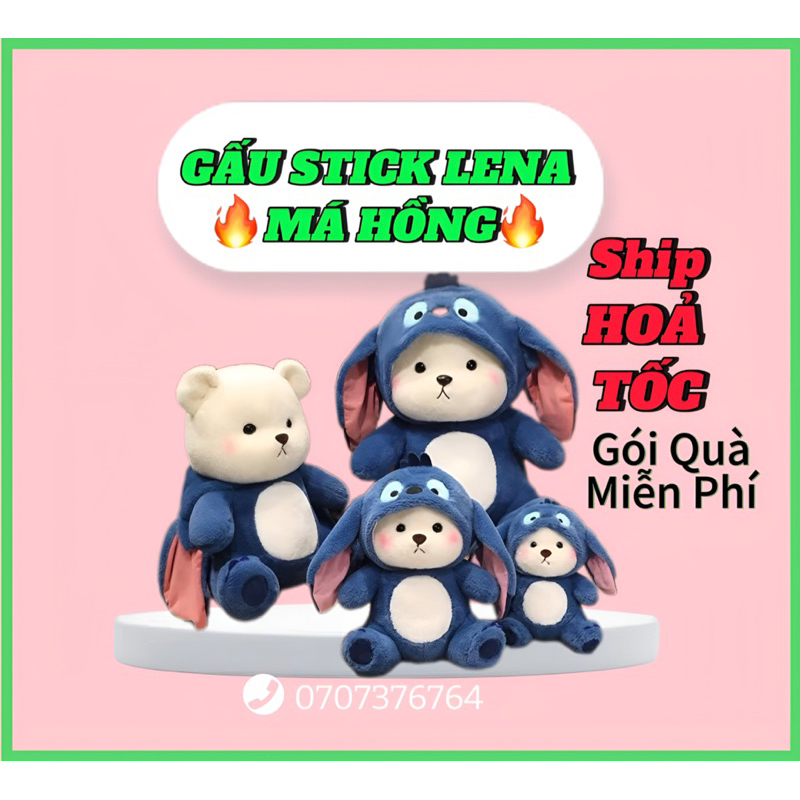 [KHO SỈ] GẤU BÔNG STICK LENA-STICH LENA Có Má Hồng Dễ Thương-Hàng Cao Cấp Lông Mịn | Shopee Việt Nam
