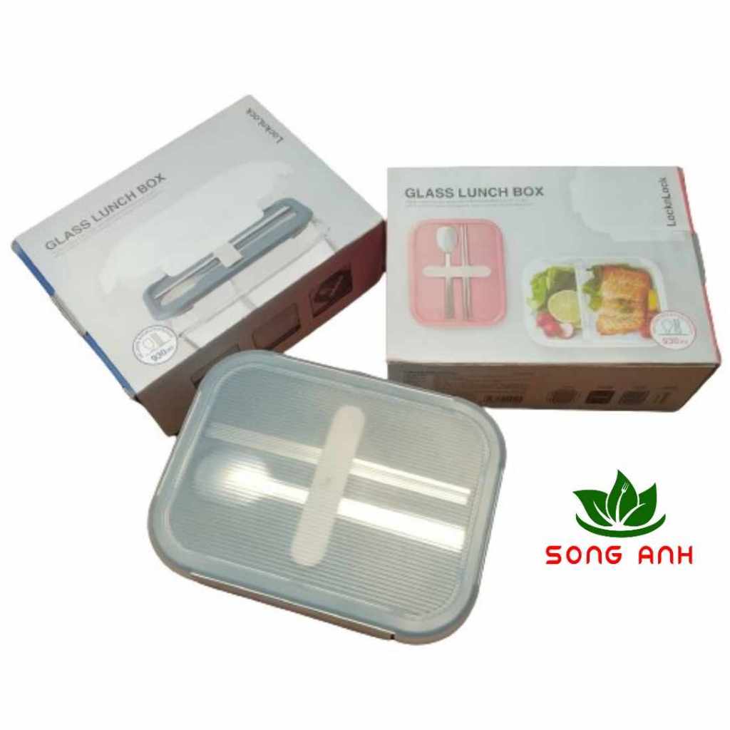 Hộp cơm thủy tinh chia 2 ngăn kèm muỗng đũa Lock&Lock LLG991 dung tích 930ml | Shopee Việt Nam