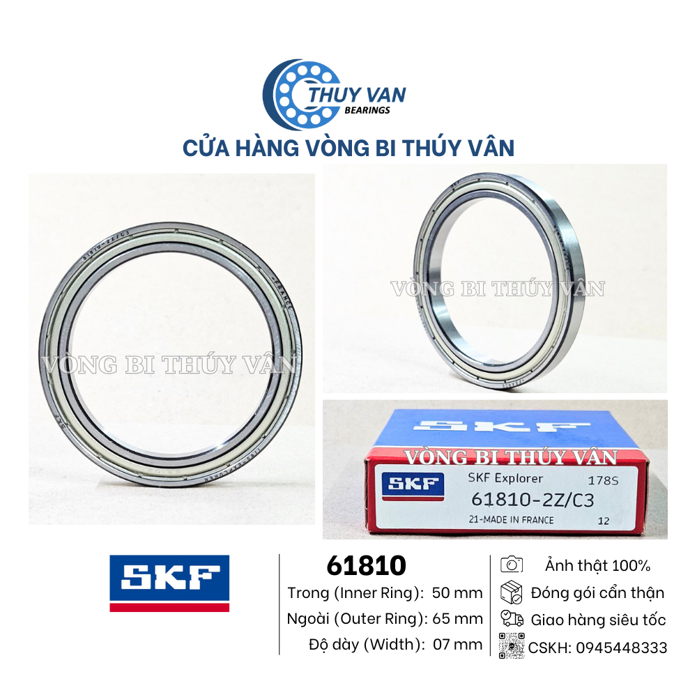Vòng bi bạc đạn cầu hạt tròn mỏng 61810 61816 nắp phớt kim loại cao su ...
