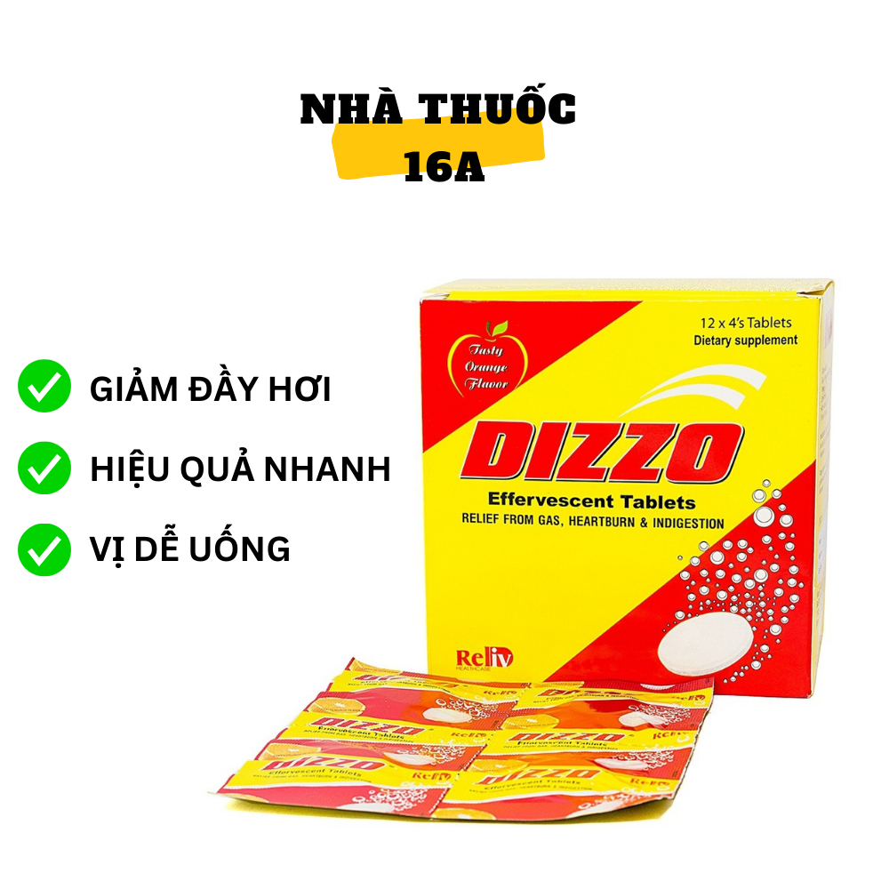 VIÊN SỦI DIZZO GIẢM ĐẦY HƠI, KHÓ TIÊU - VỈ 4 VIÊN VỊ CAM | Shopee Việt Nam