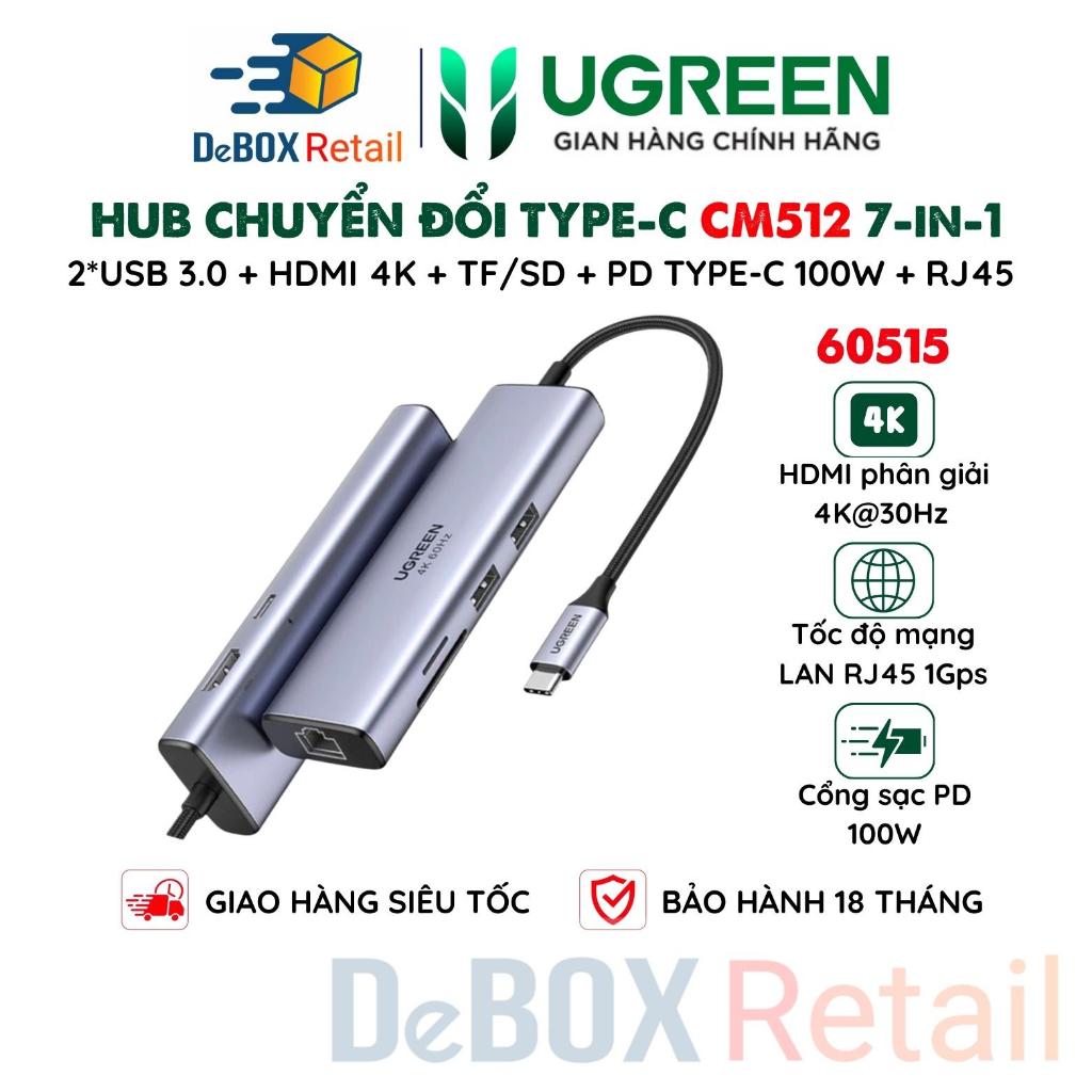 Bộ chuyển đổi đa năng HUB UGREEN CM512-60515 HDMI 4K, 2*USB 3.0, Cổng ...