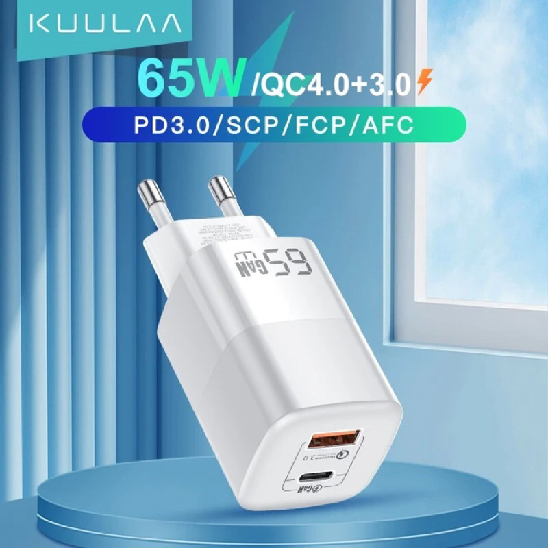 ( Sạc 65W Kulaa ) Củ sạc nhanh 65W Kuulaa GaN hổ trợ QC,PD,Mi Turbo ...