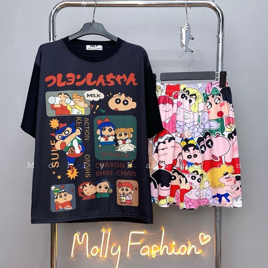 Đồ bộ nữ mặc nhà SHINCHAN đồ bộ nam hoạt hình bigsize đi biển Freesize Molly Fashion | Shopee ...