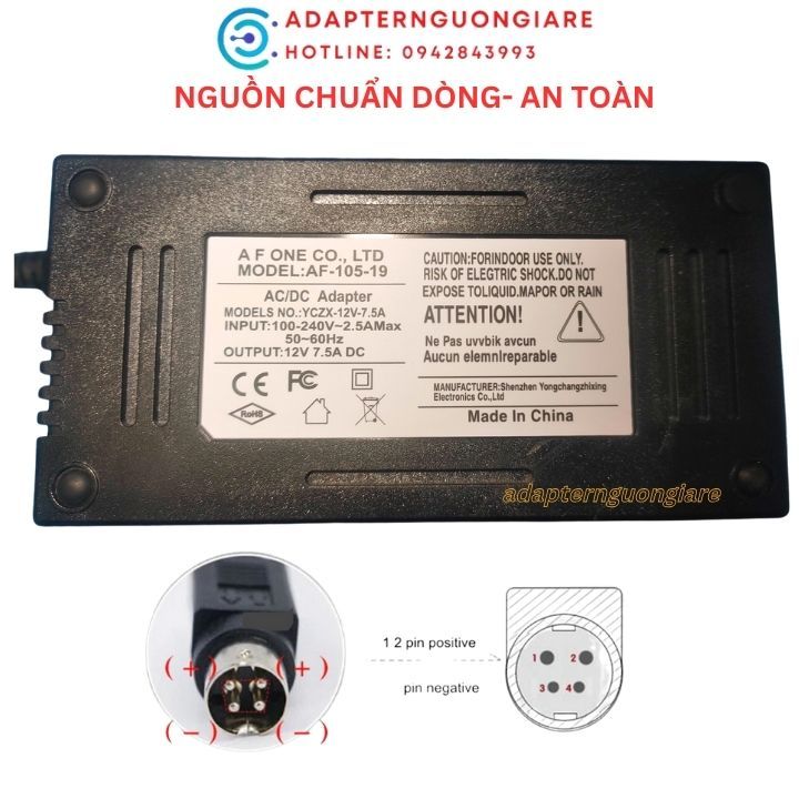 Adapter nguồn 12V 7.5A 4 pin cho máy bán hàng POS | Shopee Việt Nam