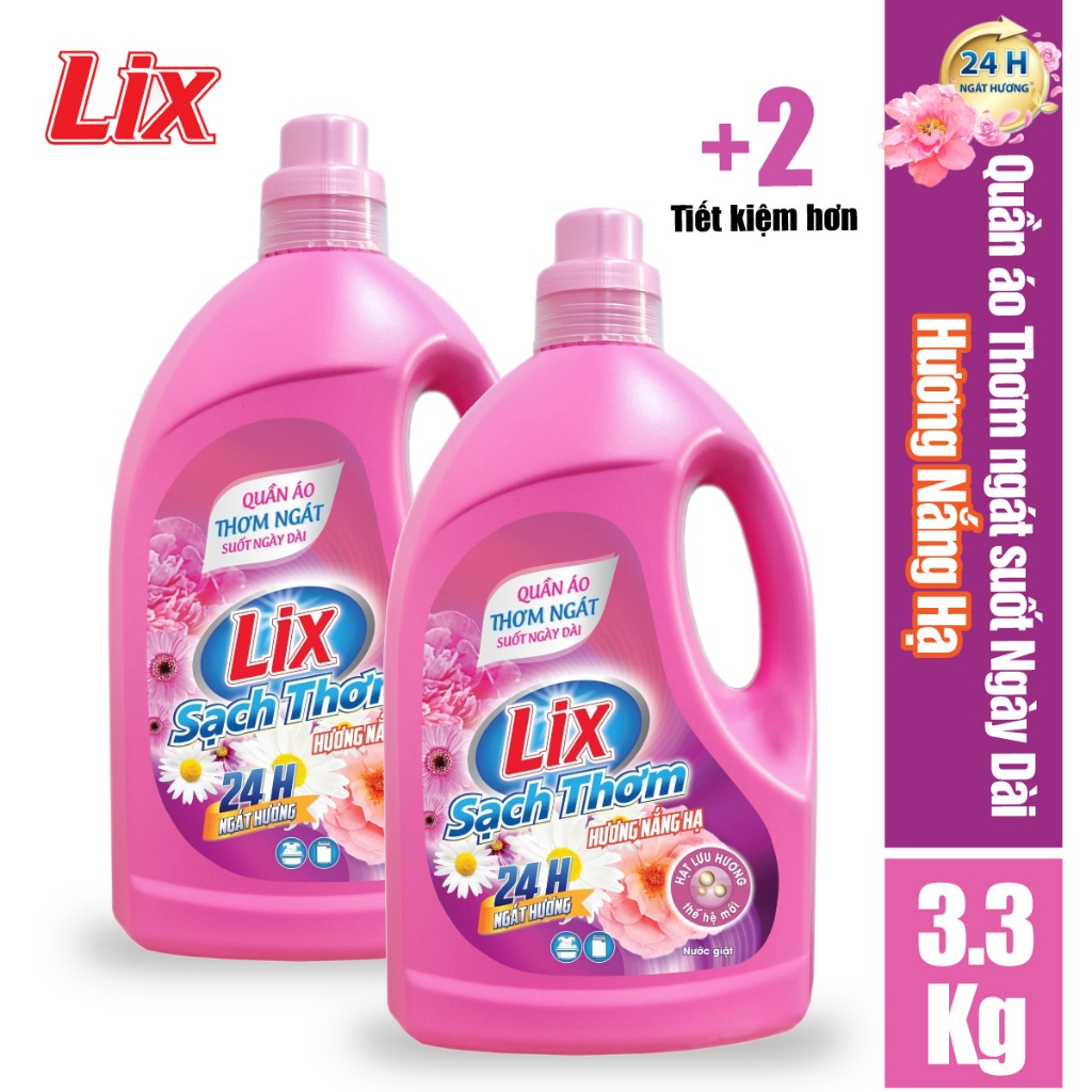 COMBO 2 chai nước giặt LIX Sạch Thơm hương nắng hạ (2 chai x 3.3kg) N7301 | Shopee Việt Nam