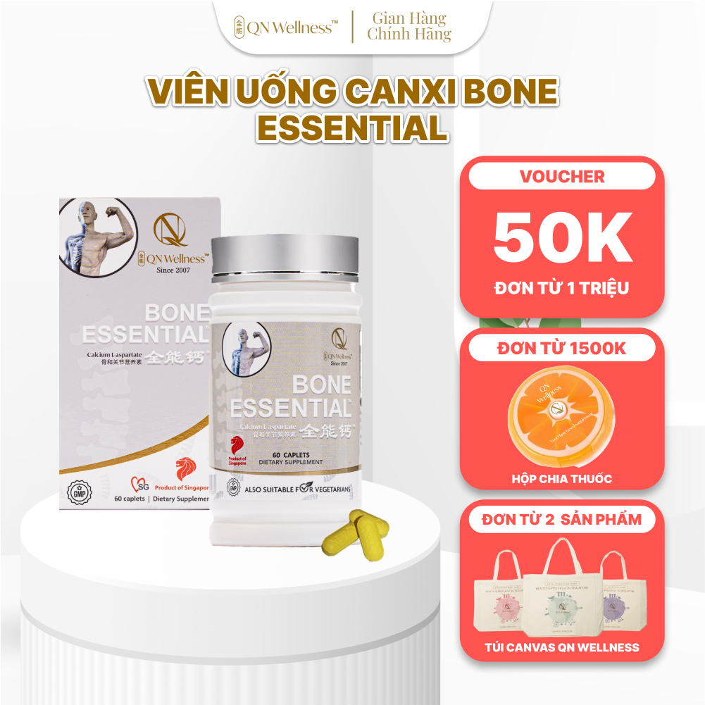 Viên Uống Bổ Sung Canxi Bone Esstential QN Wellness, Giúp Hỗ Trợ Tuần ...