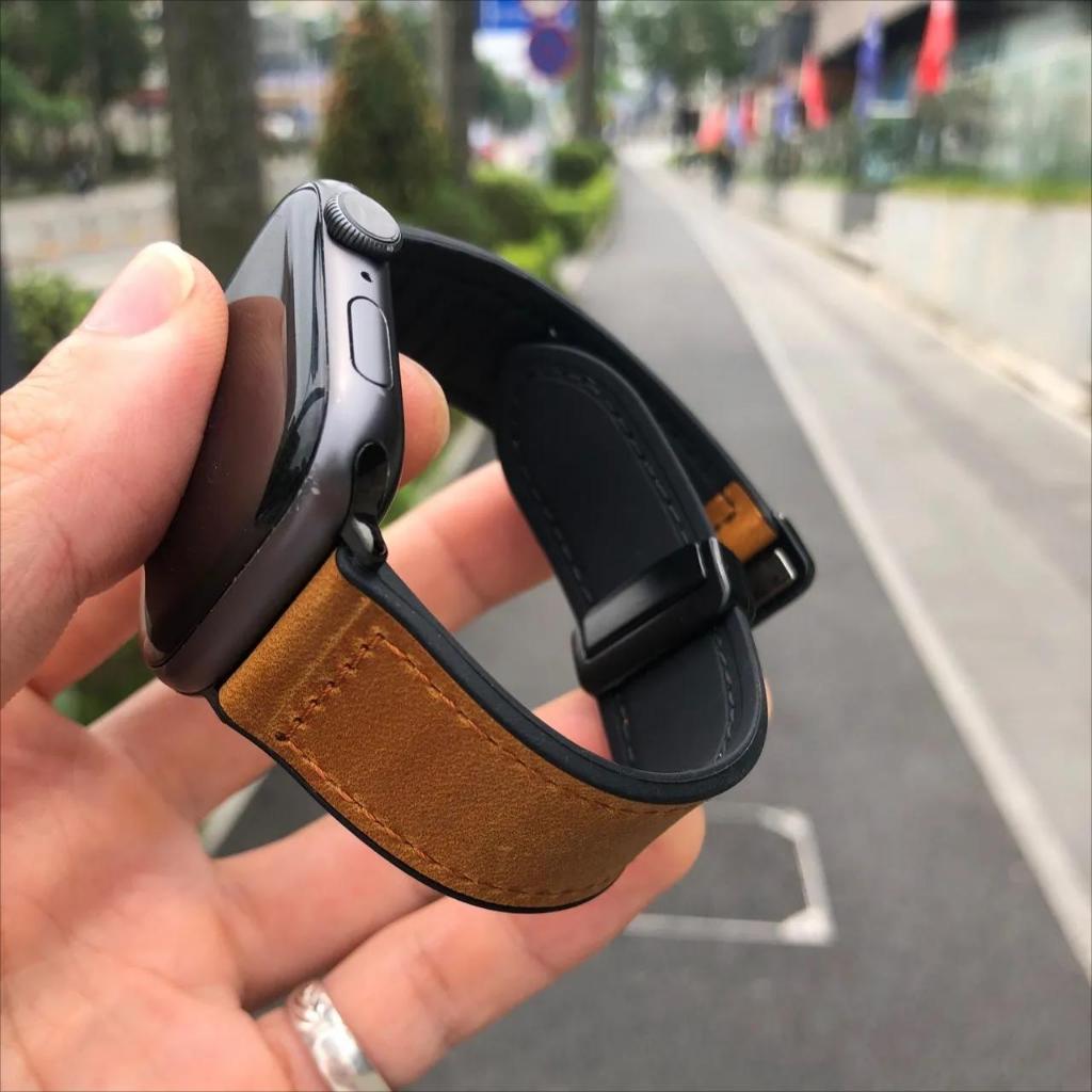 Dây Da Hybrid SWA Khóa Nam Châm Cho Đồng Hồ AW AWatch iWatch Ultra 1 2 ...