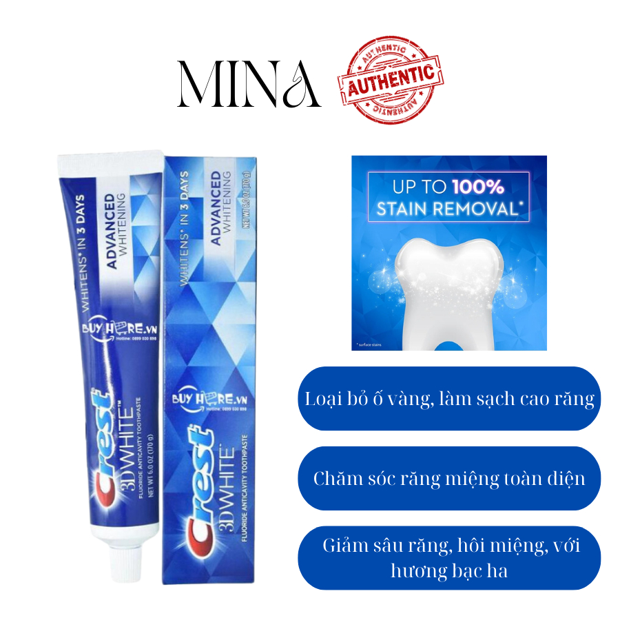 Kem đánh răng Crest 3D White Advanced Whitening 147g | Shopee Việt Nam