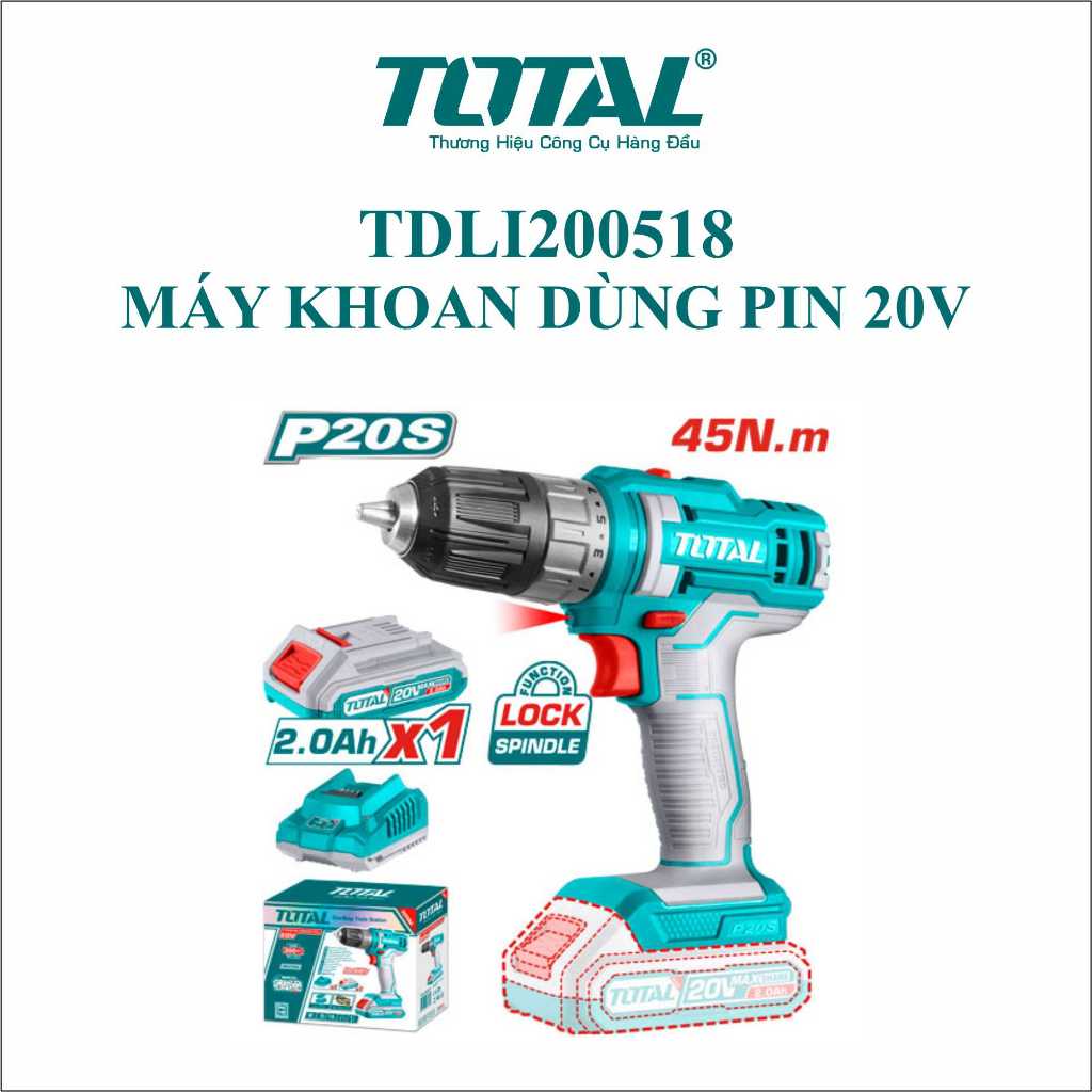 Máy khoan dùng pin 20V TOTAL TDLI200518 hàng chính hãng | Shopee Việt Nam