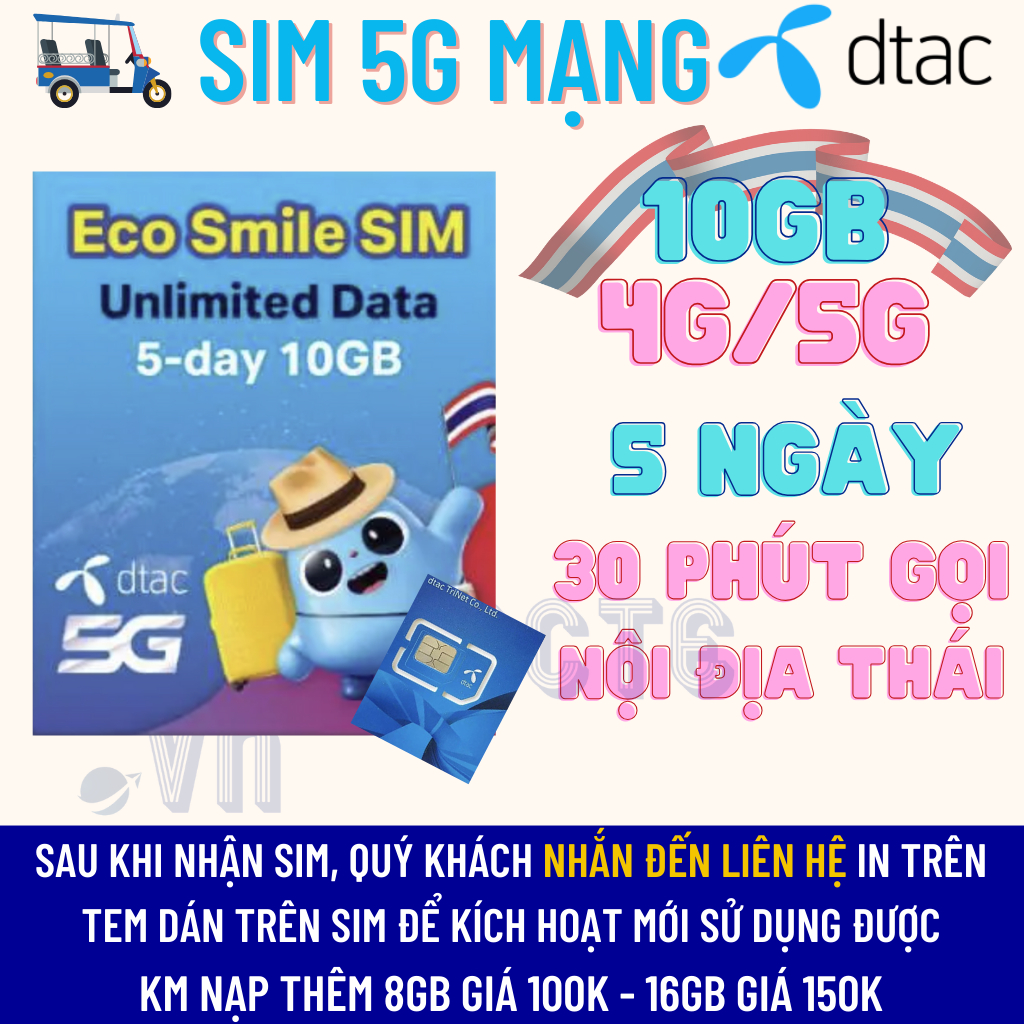 AIS-Truemove-DTAC : Sim Thái Lan 5G, Không Giới Hạn 4G/5G Tốc độ cao/ Gọi miễn phí/ Truemove ...