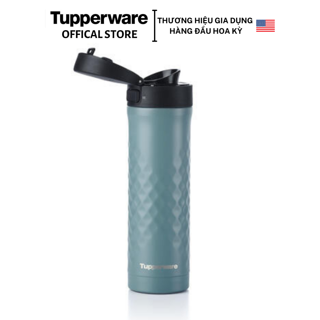 Bình giữ nhiệt Tupperware Easy Open Brighton 430ml - Bảo hành 12 tháng - Lõi bằng thép không gỉ ...