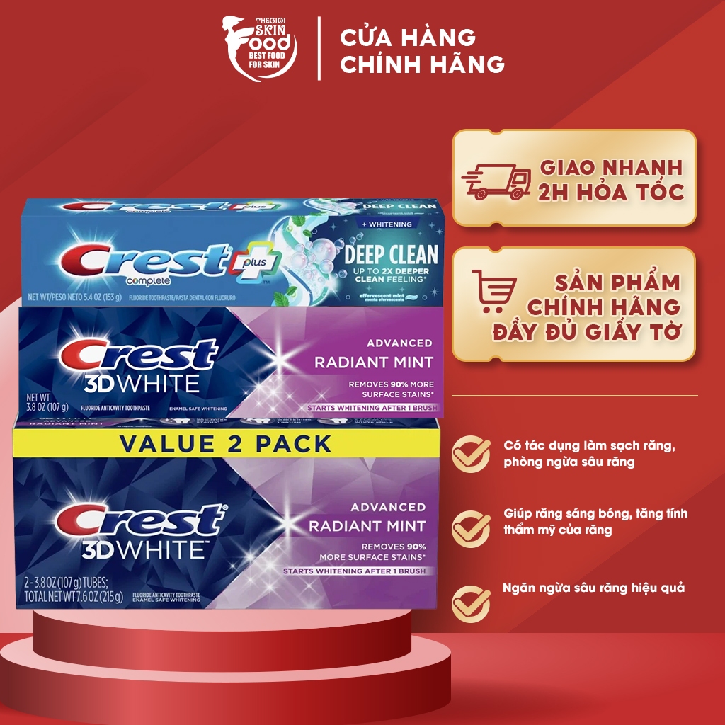 Kem Đánh Trắng Răng Làm Sạch Sâu Crest Complete Whitening + Deep Clean ...