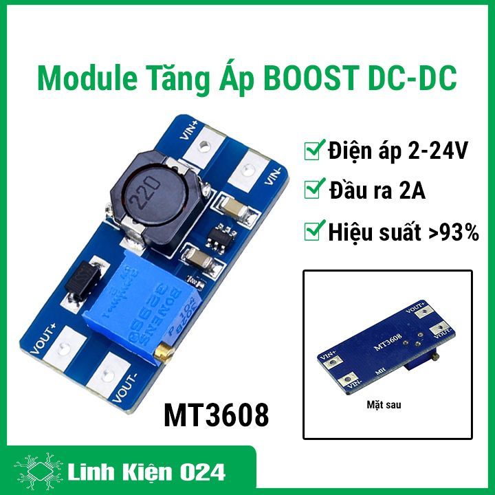 Module tăng áp BOOST DC-DC 2-24VDC 2A MT3608 | Shopee Việt Nam