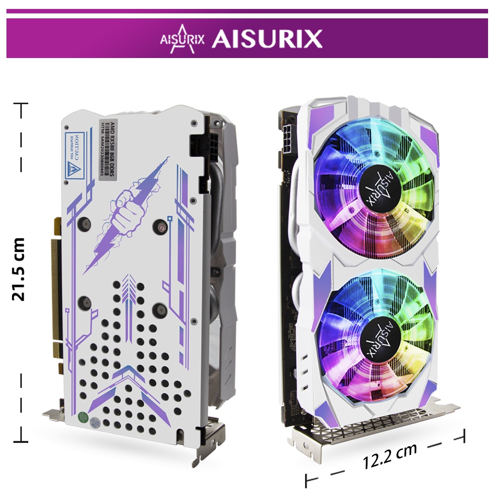 AISURIX RX 580 8GB Card màn hình VGA New GPU AMD GDDR5 PC Gaming ...