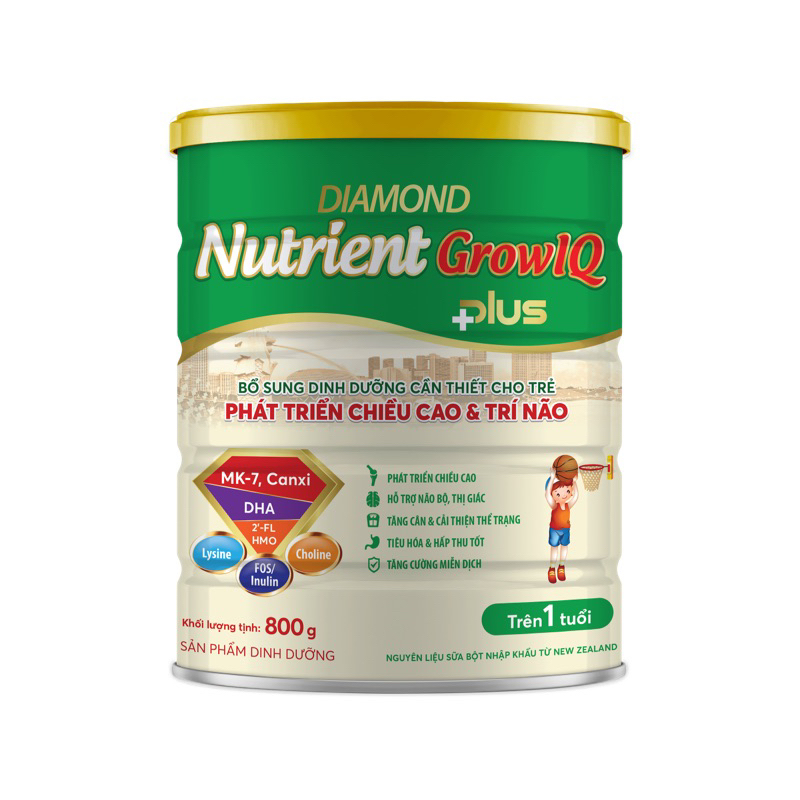 Tặng 1 hũ yến kid 30% - (date sữa 2025)Sữa bột Diamond nutrient grow iq plus 800g | Shopee Việt Nam